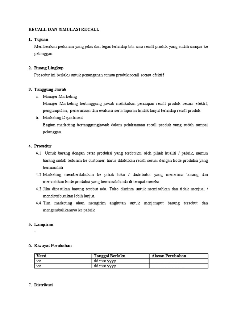 Recall Dan Simulasi Recall | PDF