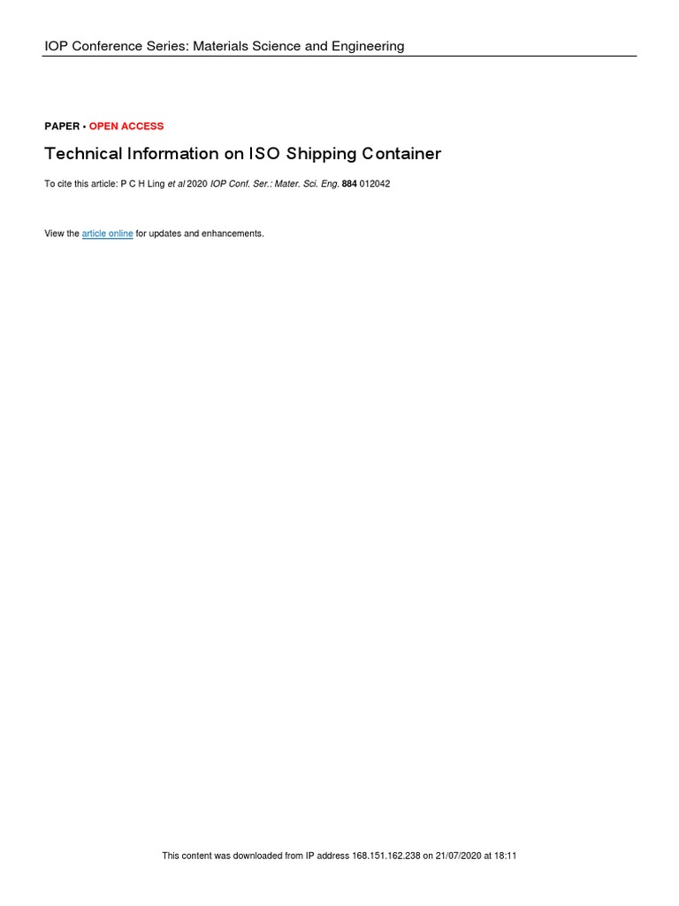 Technical Information On ISO Shipping Container | PDF | Ultimate ...