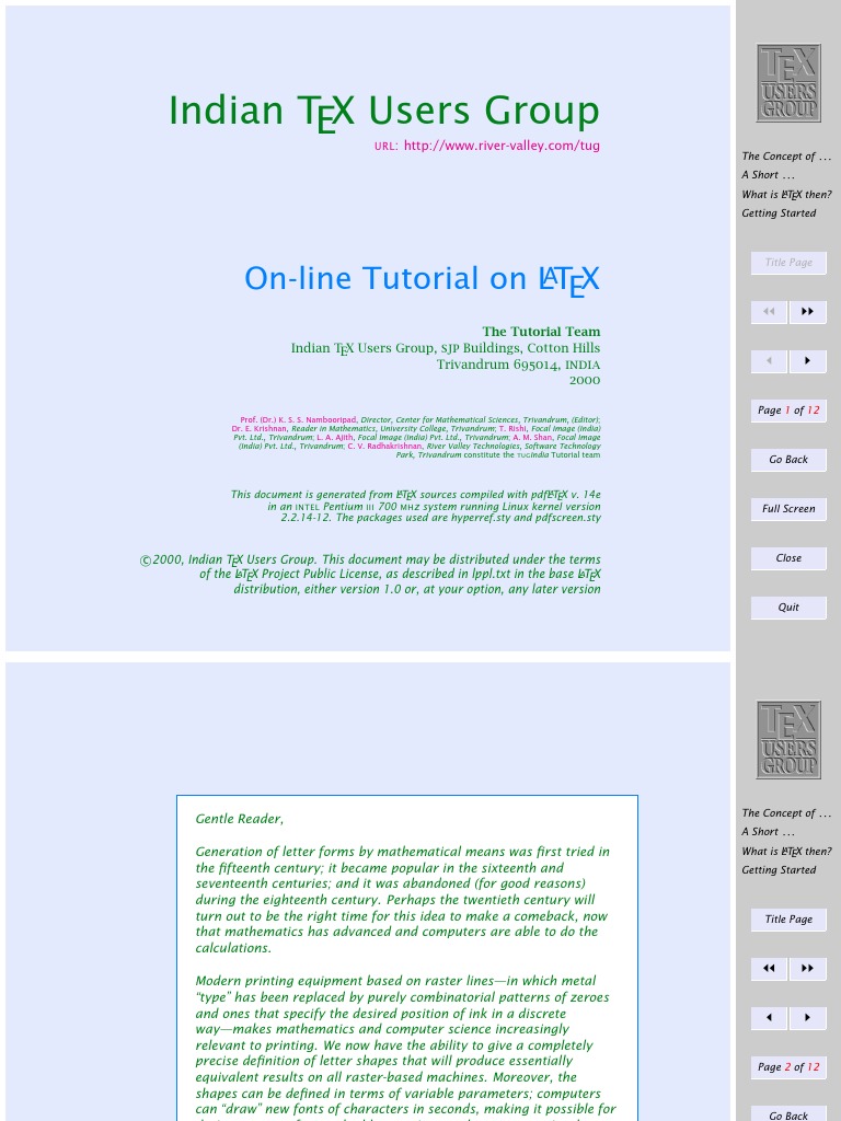 Indian TEX Users Group: On-Line Tutorial On L TEX | PDF | Markup ...