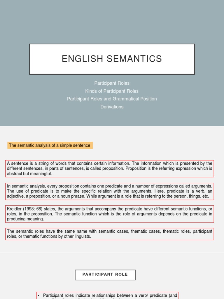 English Semantics Pert 12 | PDF | Predicate (Grammar) | Verb