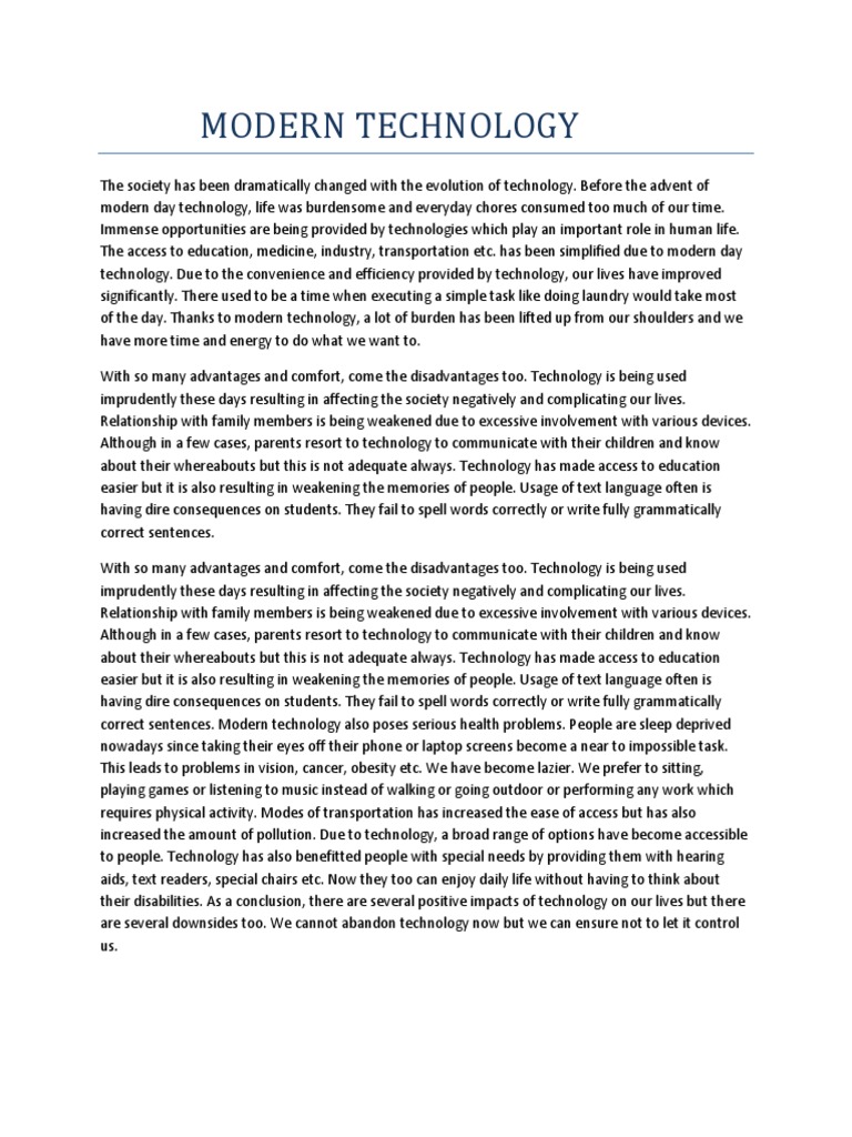 Modern Technology | PDF | Business | Wellness