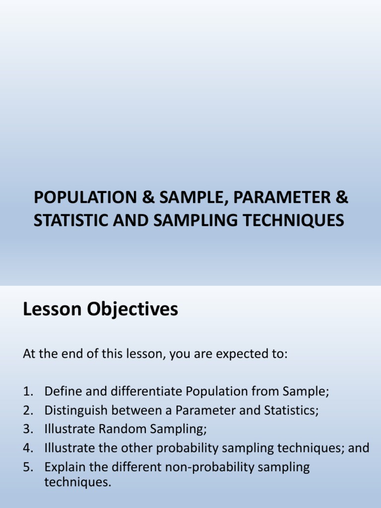 Week 6 Day12 Population Sample Parameter Statistic and Sampling ...