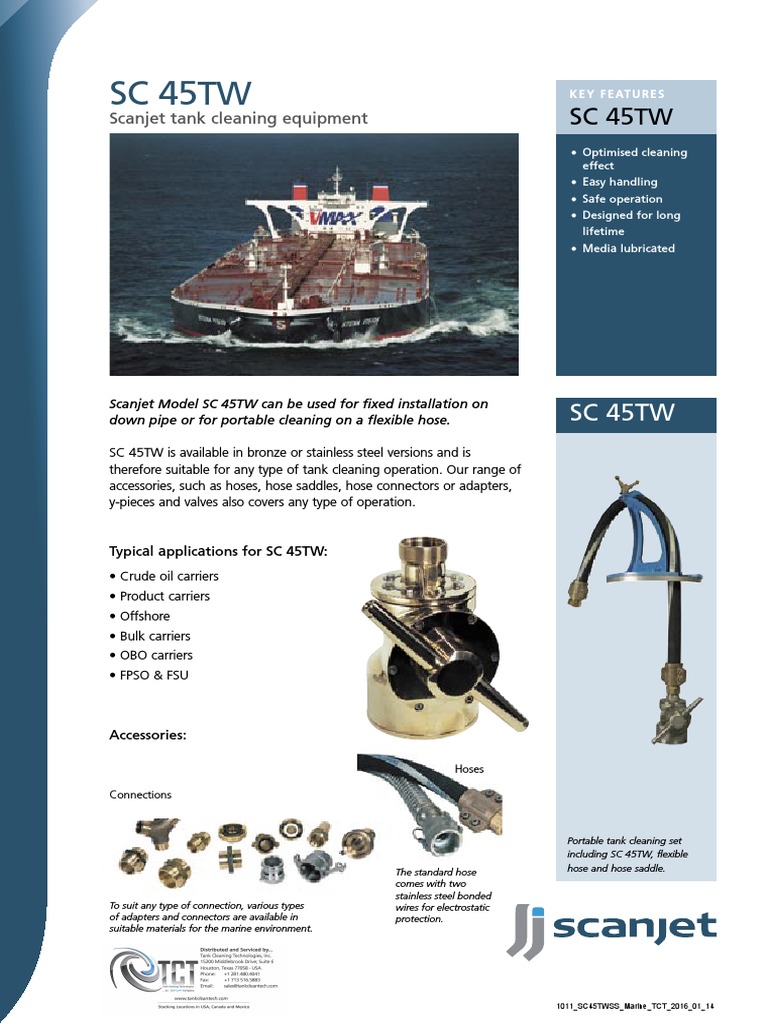 Scanjet SC 45TW Tank Cleaning Equipment | PDF | Hose | Bearing (Mechanical)