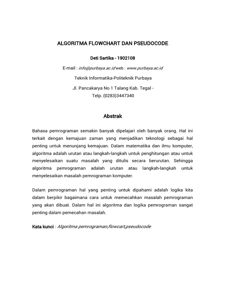 Algoritma Flowchart Dan Pseudocode | PDF