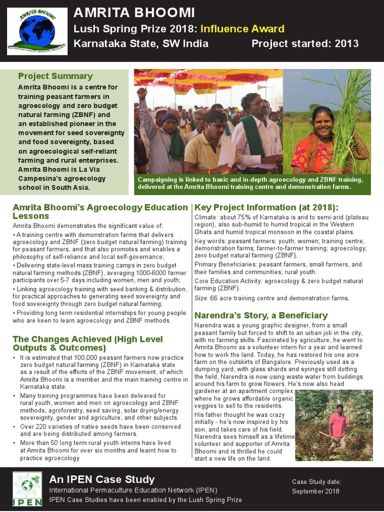 Case Study Amrita Bhoomi - FINAL - 18sept2018 | PDF | Agroecology | Agriculture