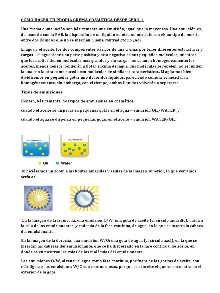 Creación de Emulsiones Cosméticas | PDF | Tensioactivo | Emulsión