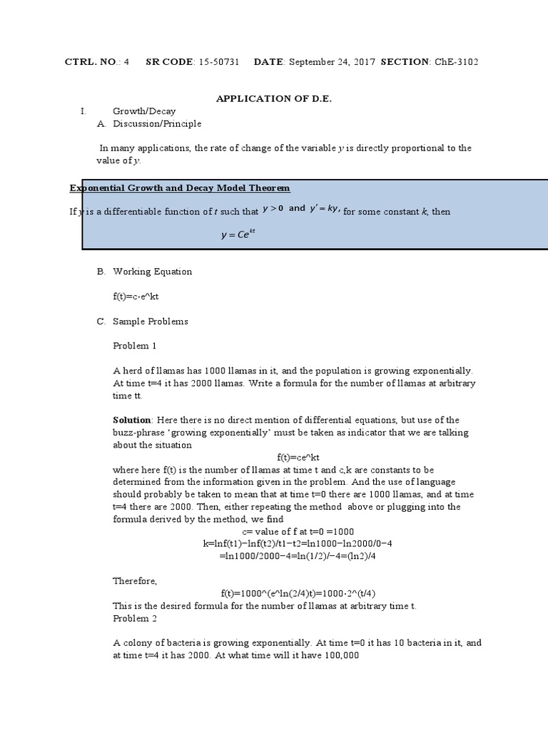 Ctrl. No.: 4 SR Code: 15-50731 Date: September 24, 2017 Section: Che ...
