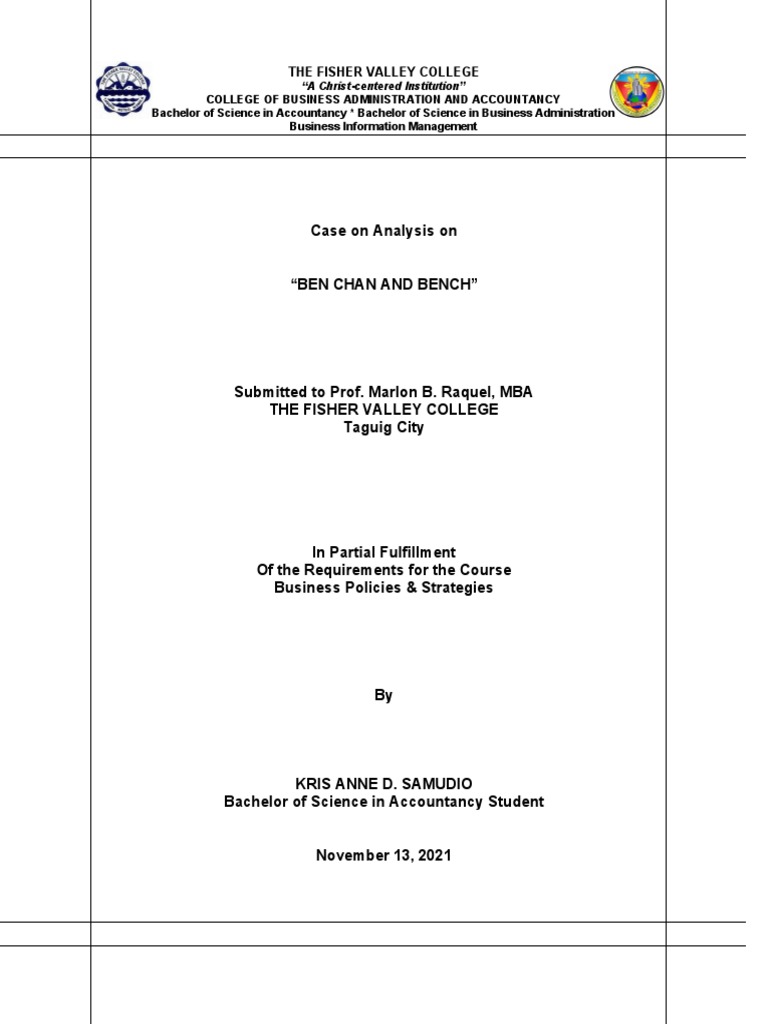 Case Analysis 1 - Ben Chan and Bench | PDF | Clothing | Taxes