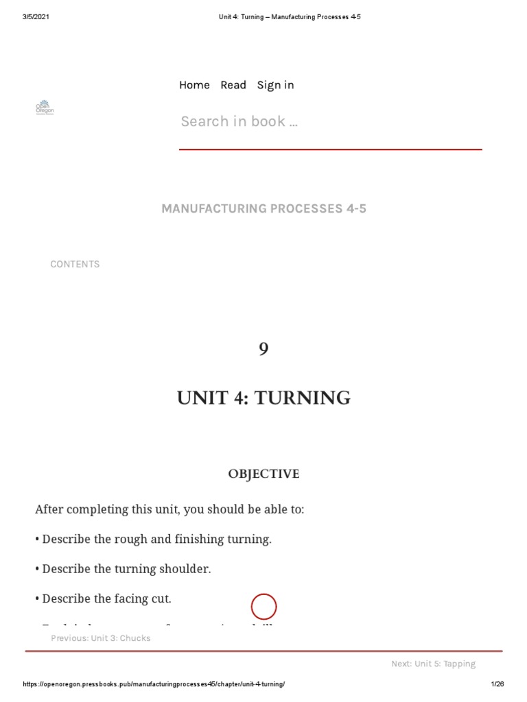 9 Unit 4: Turning: Search in Book | PDF | Machining | Drill