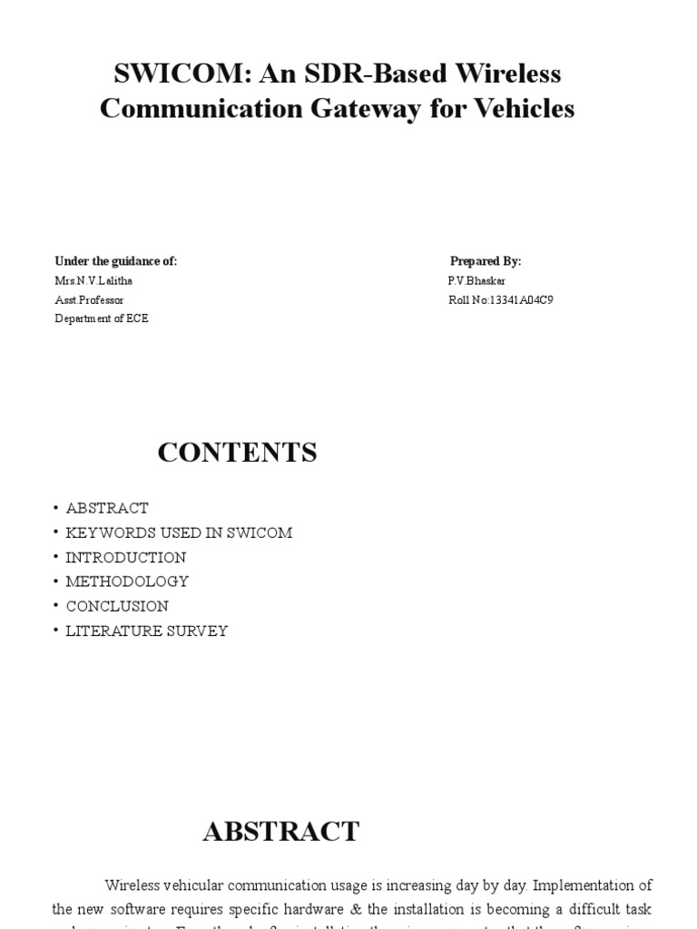SWICOM: An SDR-Based Wireless Communication Gateway For Vehicles | PDF ...