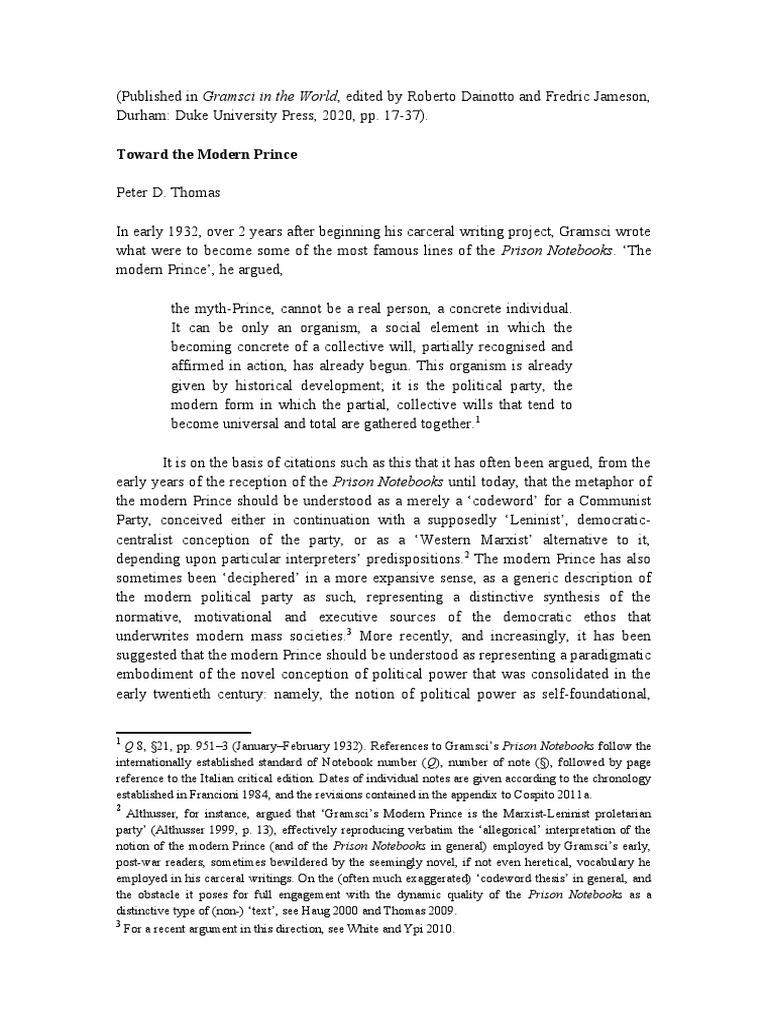 Toward The Modern Prince | Download Free PDF | Antonio Gramsci | The Prince