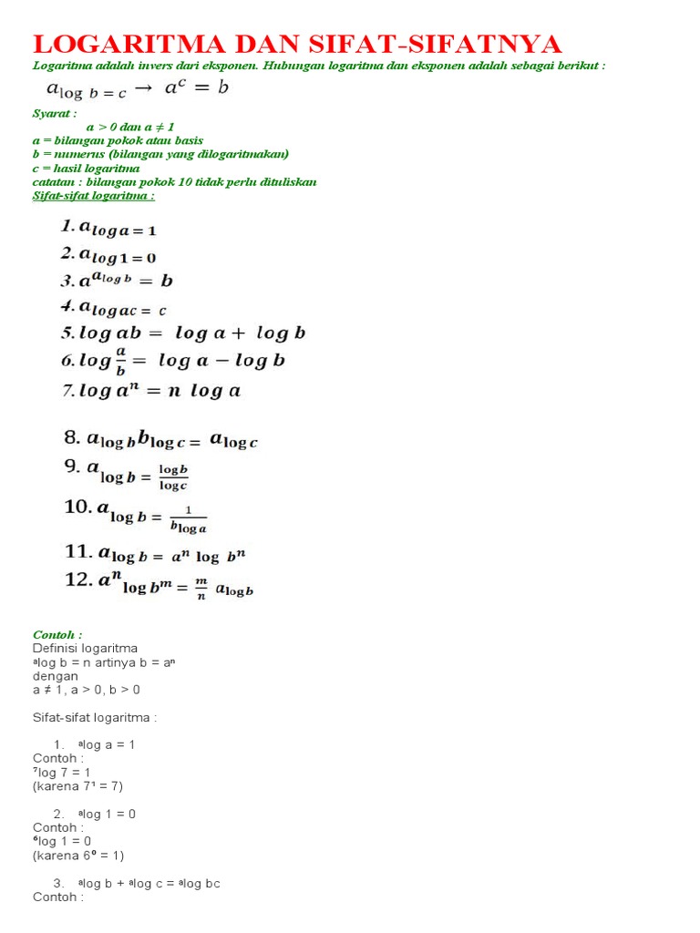 Logaritma Dan Sifat | PDF | Metode & Bahan Ajar