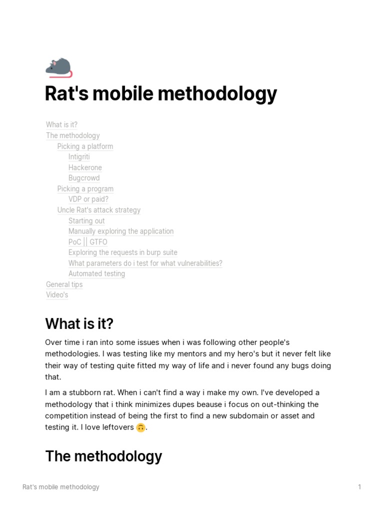 Rat's Mobile Testing Methodology | PDF | Security Hacker | Application ...