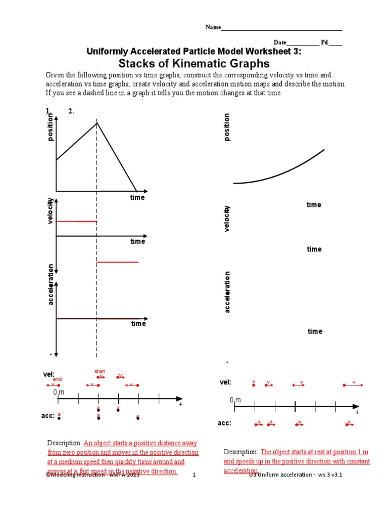 Worksheet - Stacks of Graphs KEY | PDF | Acceleration | Velocity