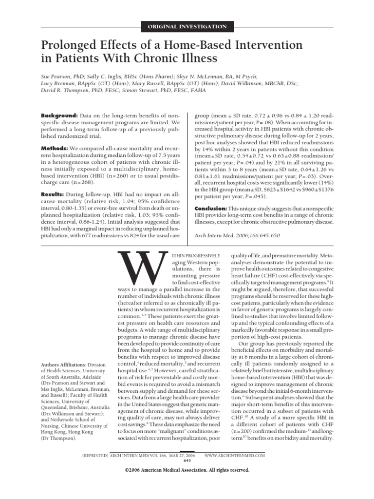 Prolonged Effects of A Home-Based Intervention in Patients With Chronic ...