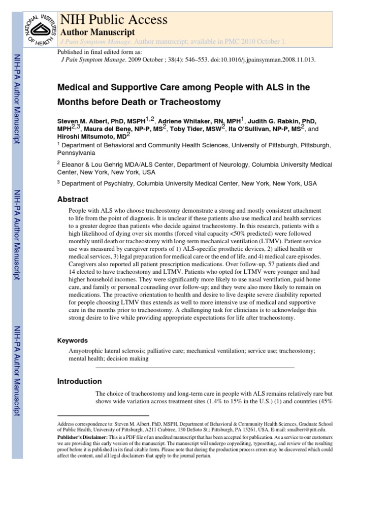 NIH Public Access: Author Manuscript | PDF | Palliative Care ...