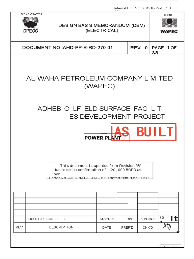 AHD-PP-E-RD-27001 Design Basis Memorandum (DBM) Electrical | PDF ...