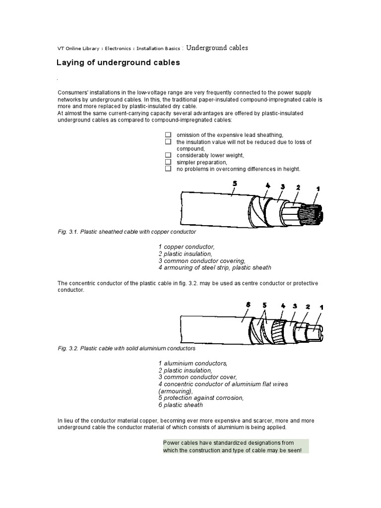 Laying of Underground Cables | PDF | Soldering | Electrical Conductor