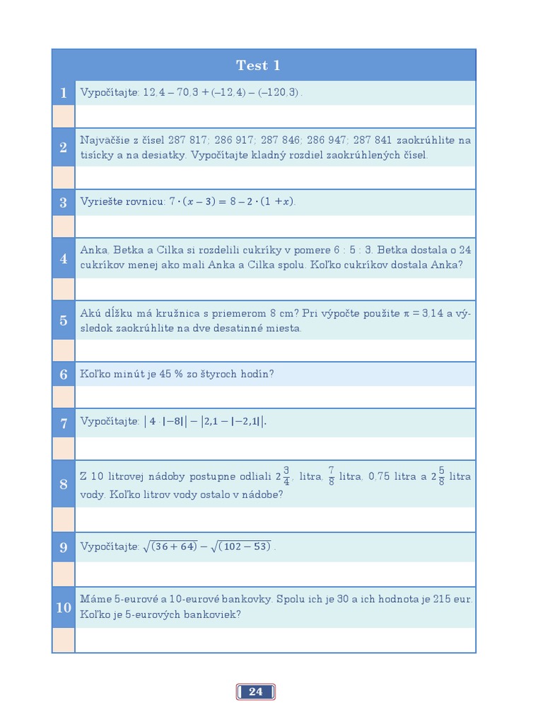 UKÁŽKA - Testovanie Matematika 9. Ročník | PDF