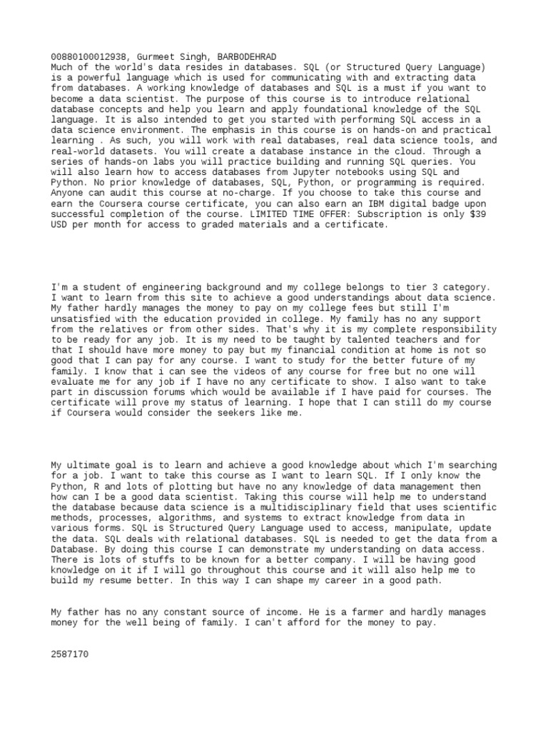 Course | PDF | Sql | Data Science