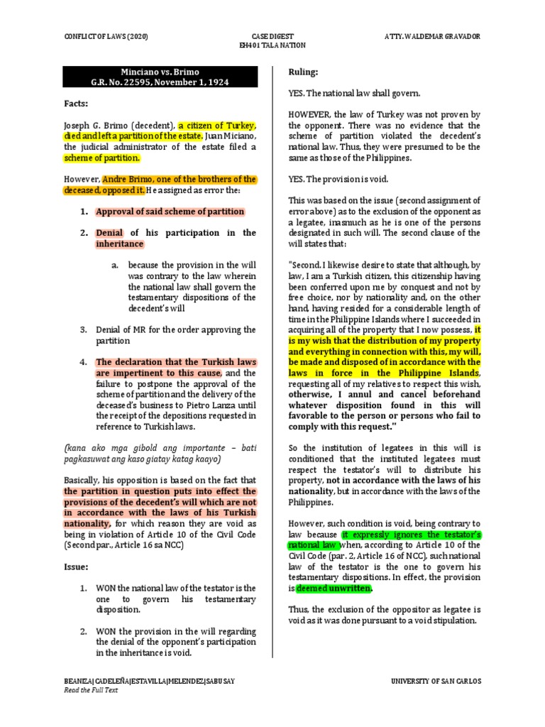 Law Students' Case Digest | PDF | Will And Testament | Common Law
