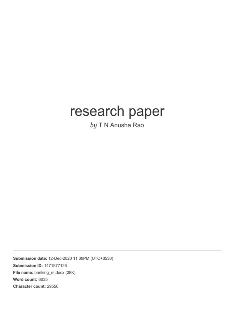 Research Paper: by T N Anusha Rao | PDF