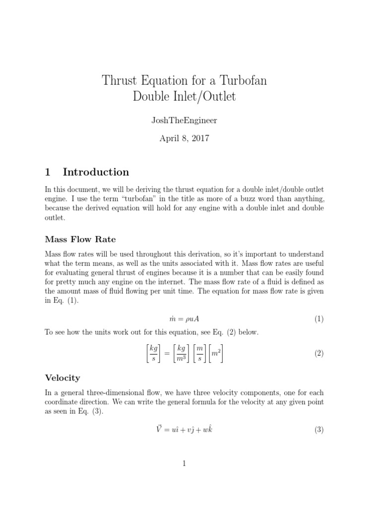 Thrust Equation for Double Inlet Turbofan | PDF | Engines | Mechanics