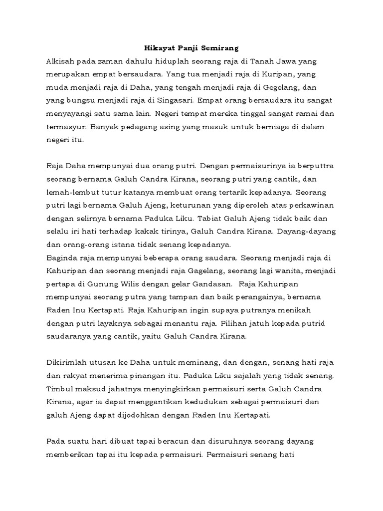 Hikayat Panji Semirang | PDF