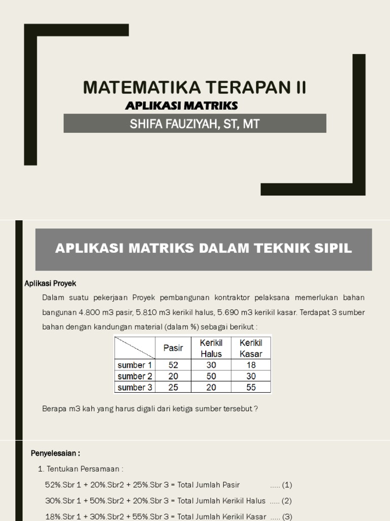 Matematika Terapan Ii - Aplikasi Matriks | PDF