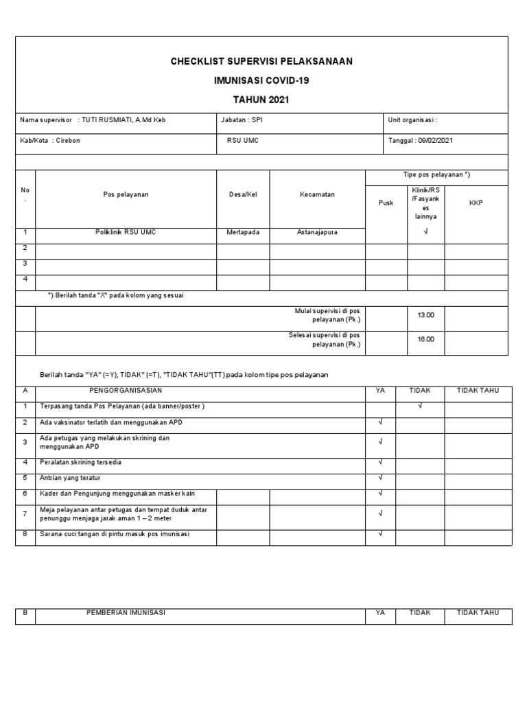 Ceklis Supervisi | PDF