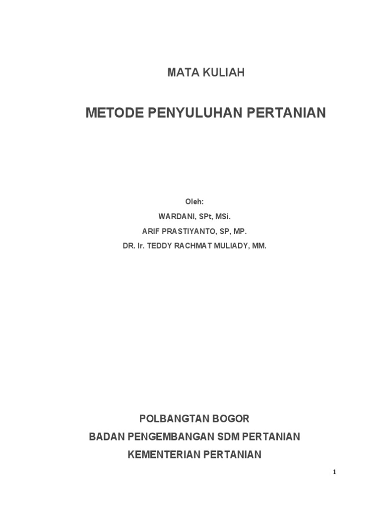 Metode Penyuluhan Pertanian | PDF