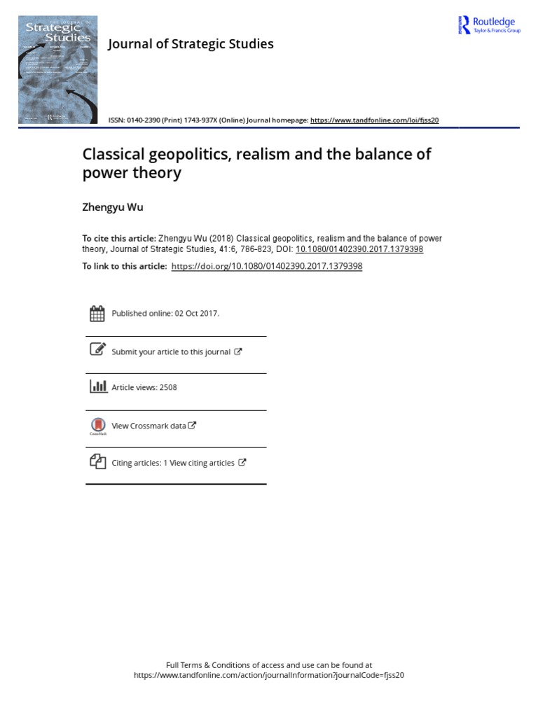 Classical Geopolitics, Realism and The Balance of Power Theory | PDF ...