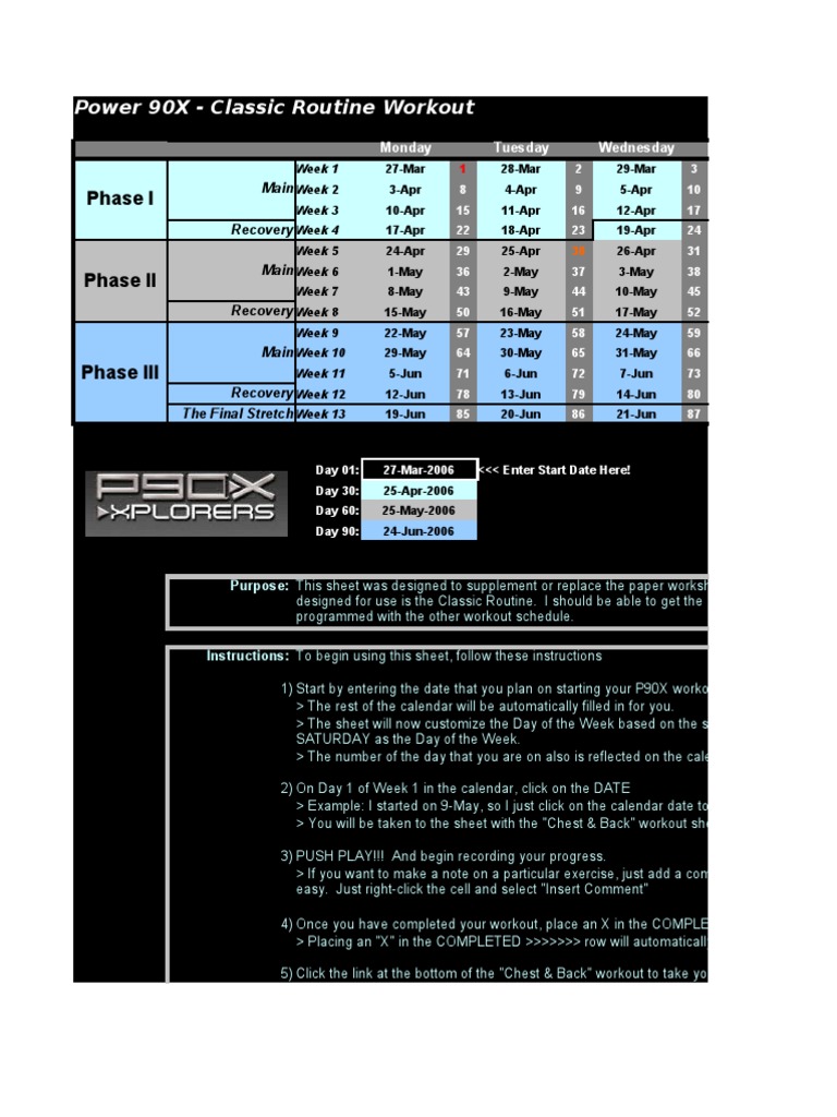 P90X Classic Workout Schedule | PDF