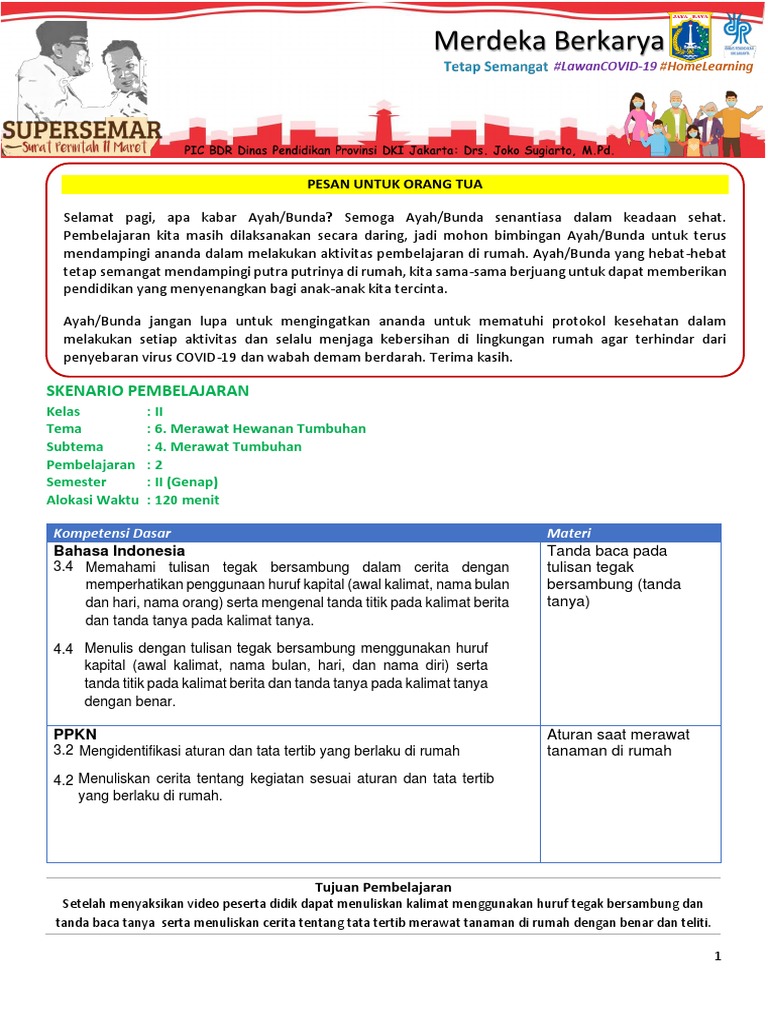 RPP Kelas 2 Selasa, 2 Maret 2021 | PDF
