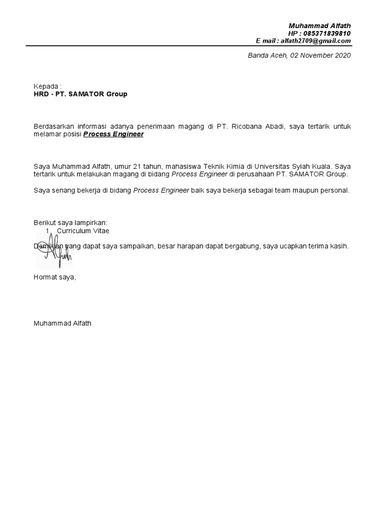 Lamaran Thiess | PDF