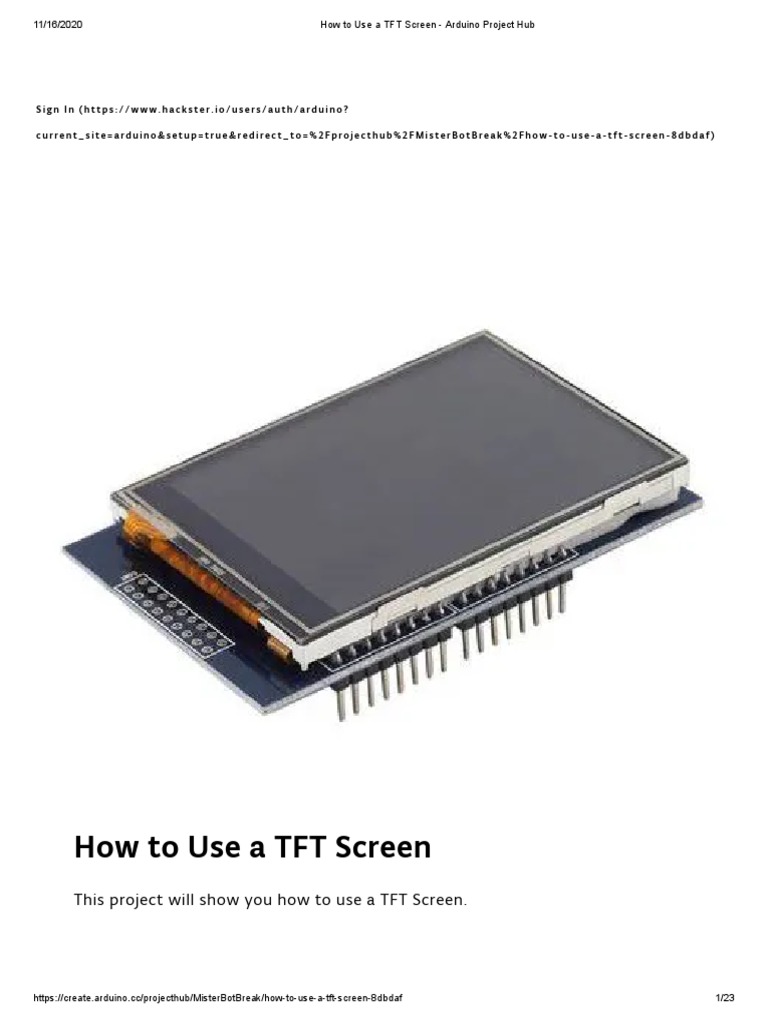 How To Use A TFT Screen - Arduino Project Hub | PDF | Thin Film ...