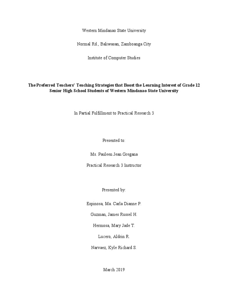 Titlepage Sample For Research | PDF