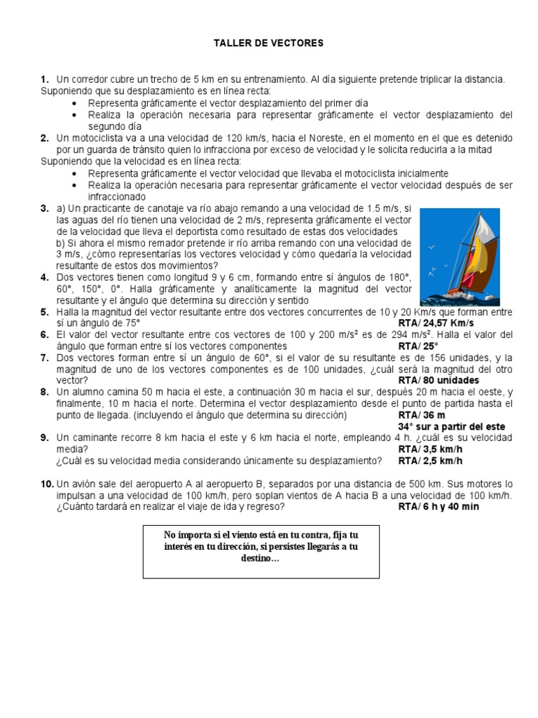 Taller De Vectores1 Pdf Vector Euclidiano Velocidad