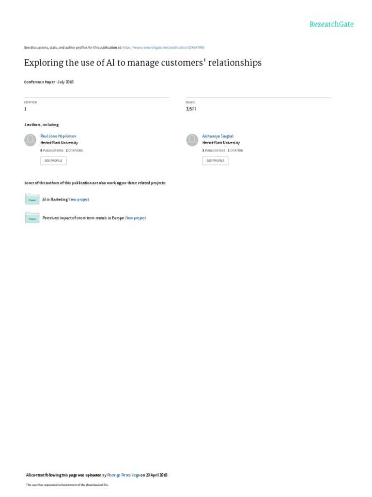Exploring The Use of AI To Manage Customers' Relationships: July 2018 ...