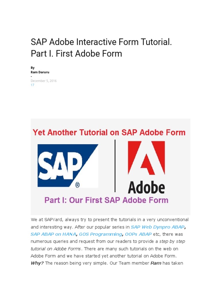 SAP Adobe Interactive Form Tutorial - Part 1 | PDF | Page Layout ... SAP Adobe Interactive Form Tutorial - Part 1 | PDF | Page Layout ...