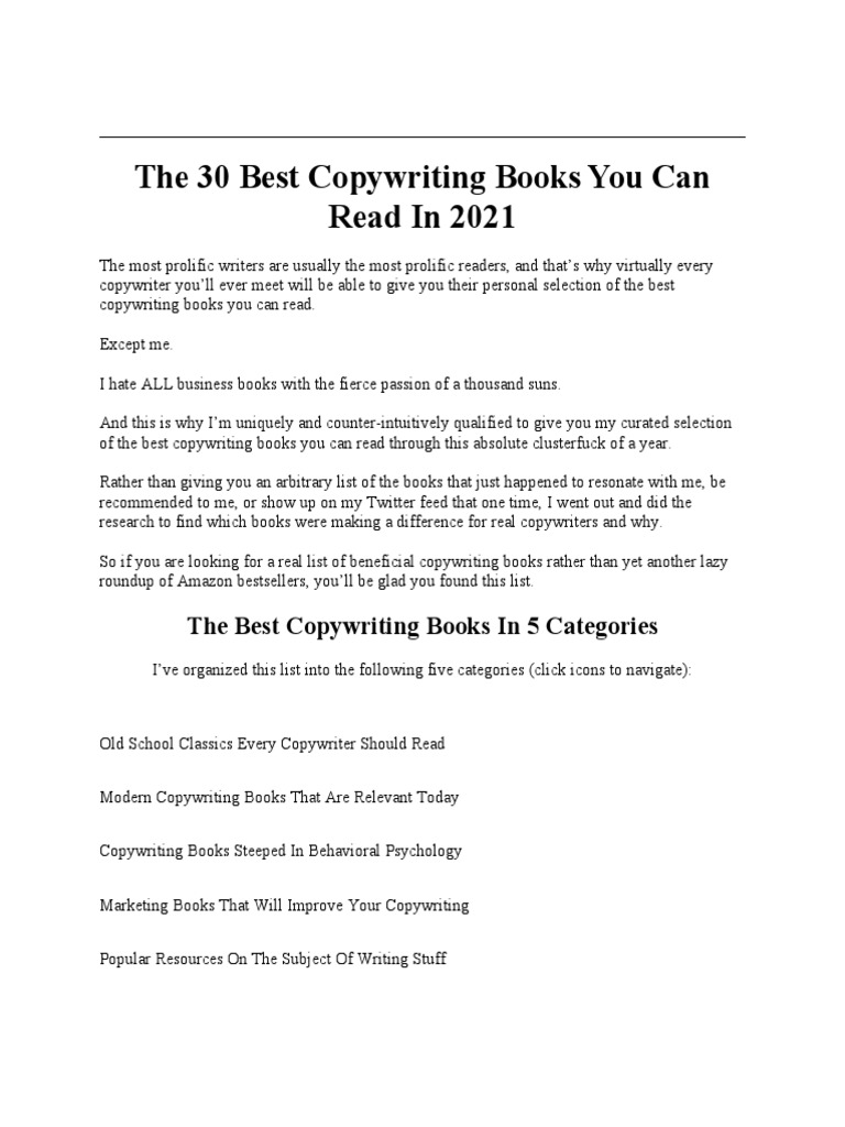 The 30 Best Copywriting Books You Can Read in 2021 | Download Free PDF ...