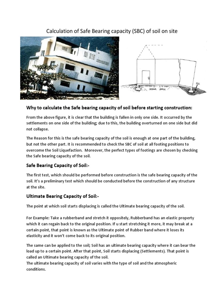 Safe Bearing Capacity of Soil at Site | PDF | Weight | Sand