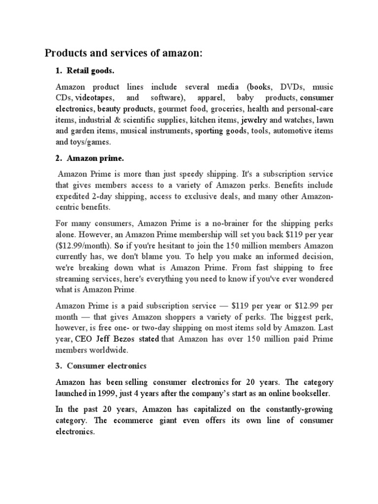 An Overview of Amazon's Wide Range of Retail, Subscription, and Digital ...