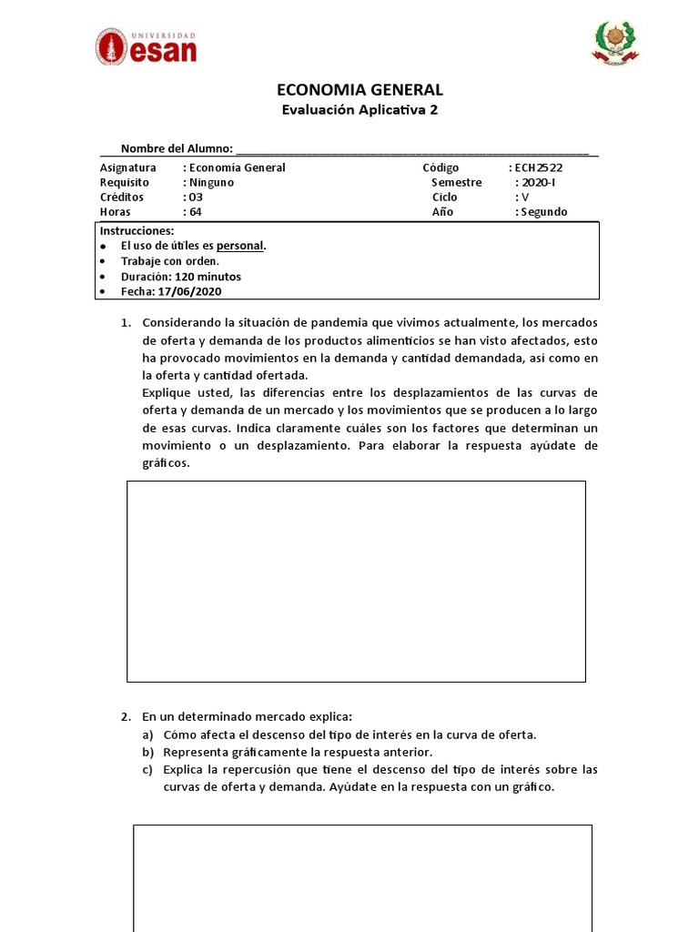 Práctica Calificada No. 2 | PDF | Oferta (economía) | Demanda