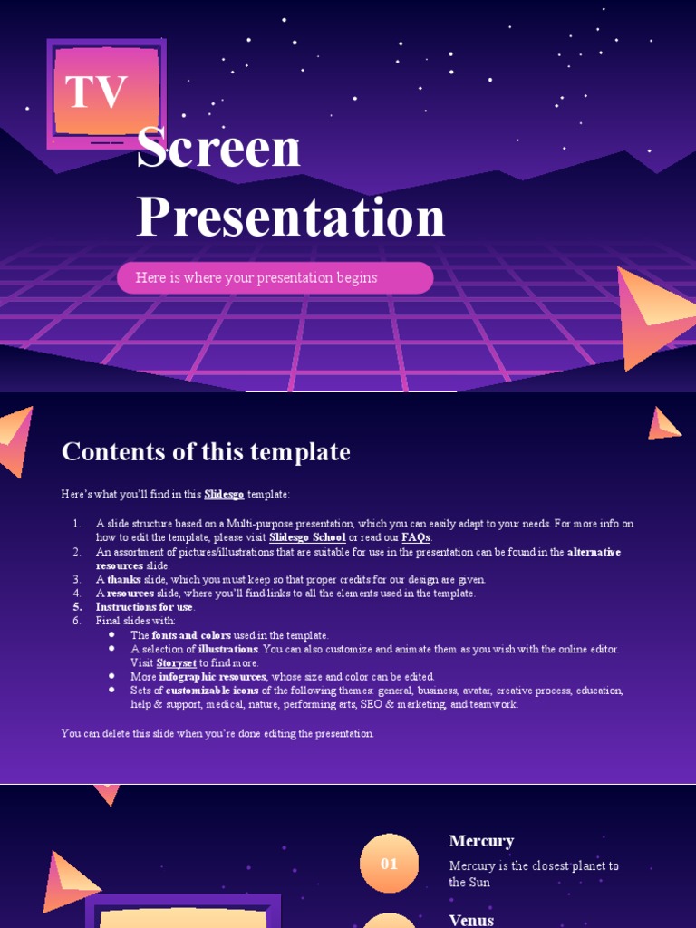 TV Screen Presentation by Slidesgo | PDF | Planets | Saturn