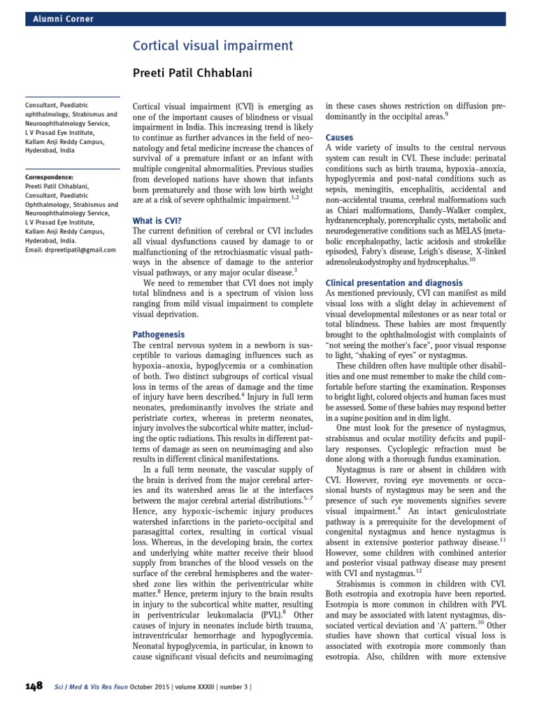 Cortical Blindness | PDF | Cerebral Cortex | Visual Impairment