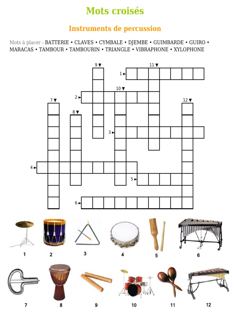 Mots-Croises-Instruments-De-Percussion - Copie | PDF