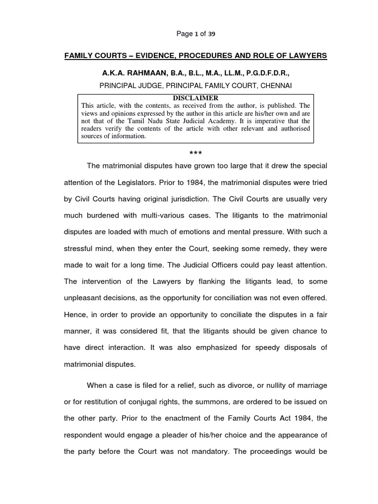Family Courts: Procedures and Roles | PDF | Mediation | Lawsuit