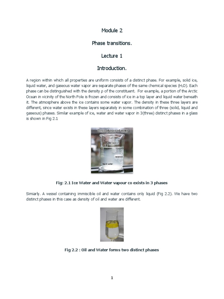 Phase Transitions.: Fig: 2.1 Ice Water and Water Vapour Co Exists in 3 ...