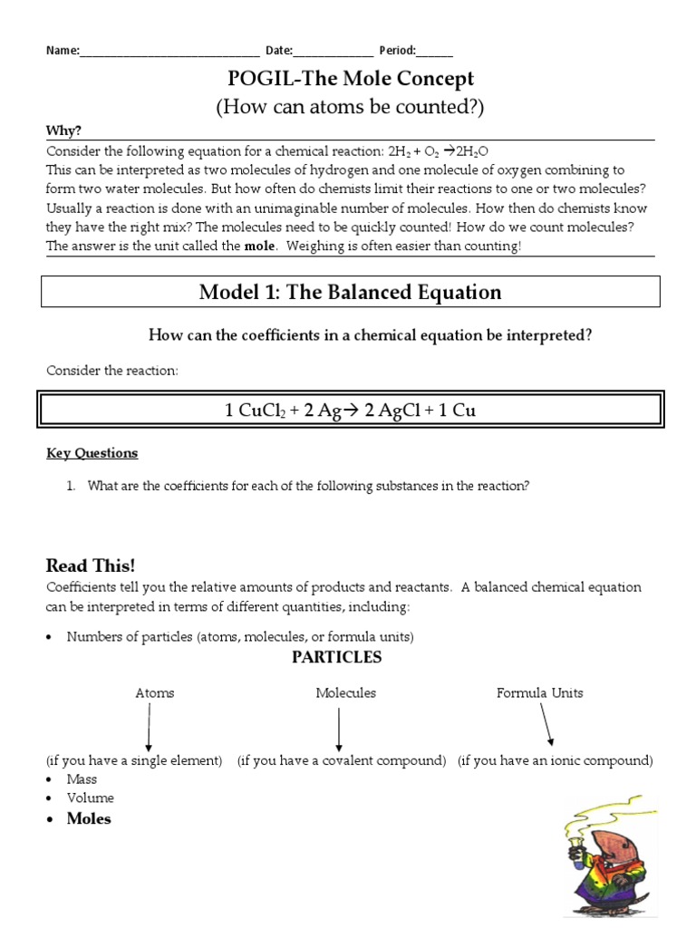 POGIL - The Mole Concept | PDF | Mole (Unit) | Molecular Mass